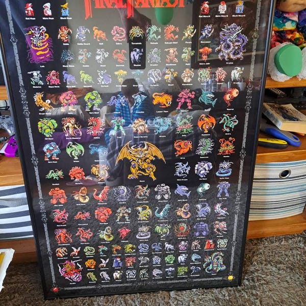Final Fantasy 1 Retro NES Style Poster 4 Fiends Chaos Monsters & Heroes ...