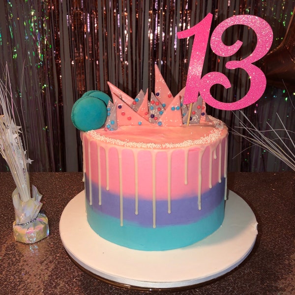 Glitter 13 Birthday Age Cake Topper, 13th Birthday, Thirteen Birthday ...