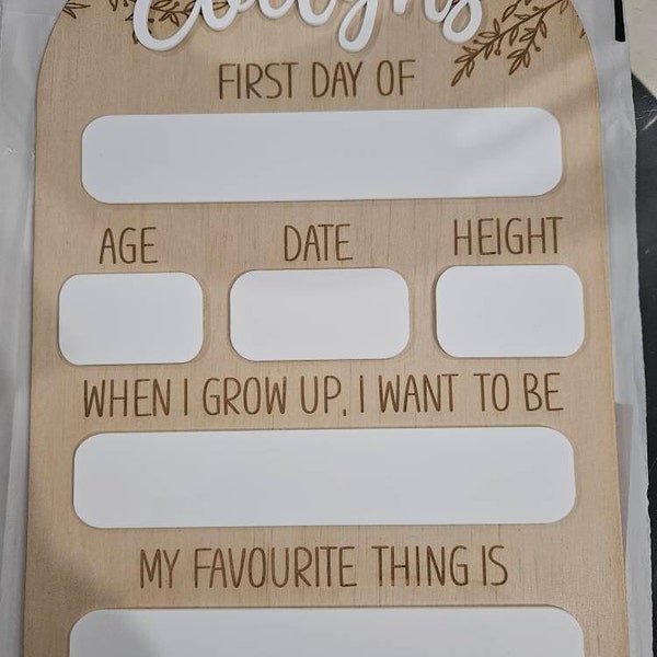 Personalised First Day Board, Customisable First Day Board, Kids First ...