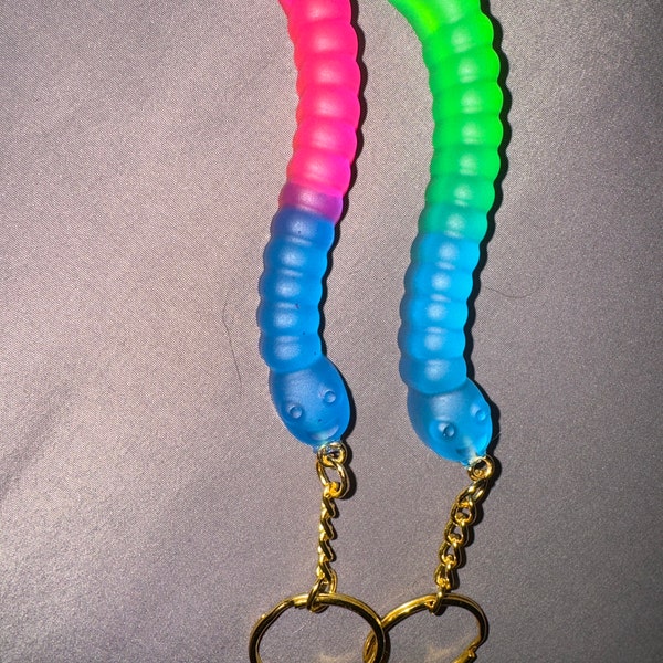 Gummy Worms Keychain | Resin Gummy Worms - Etsy