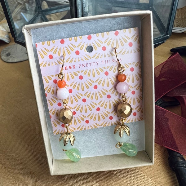 Little Coral Chandeliers, Small Coral Earrings, Little Boho Earrings ...