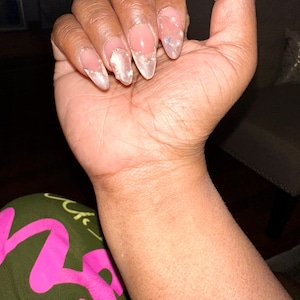 Lace Dress Daily Wearing Nails Essential Nails Plain Nails Glossy Gel ...