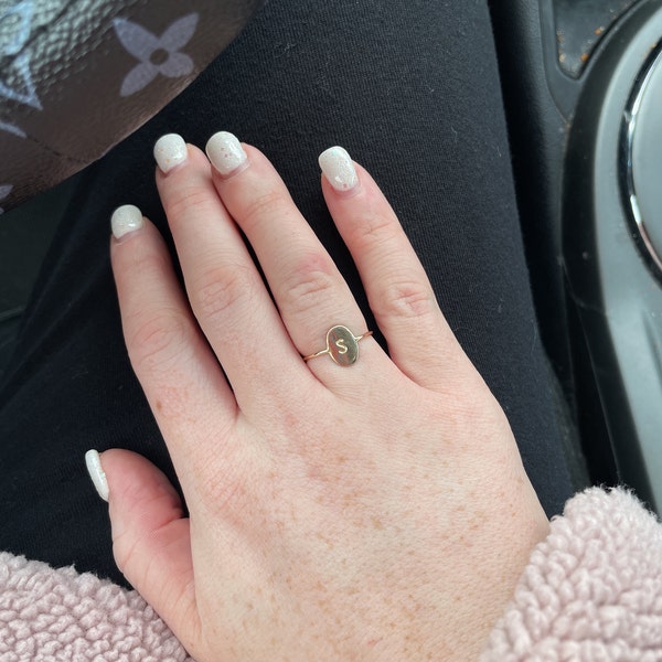 Lydia Oval Initial Ring • Personalized Jewelry - Gift for Her - Oval ...