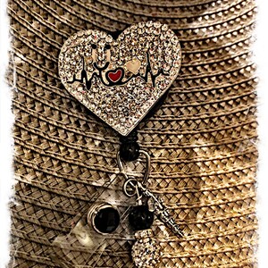 Heart Beat EKG Rhinestone Bling Badge Reel - Etsy