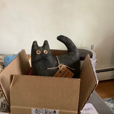 Primitive Black Cat,stuffed Cat,cat Lover Decor,halloween Decor,black ...