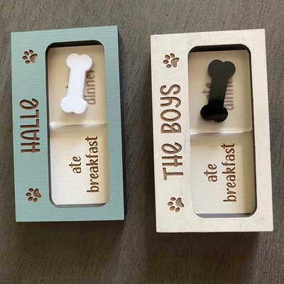 Custom Pet Task Reminder Engraved Slide Dog Feeding Wall Sign Rustic ...