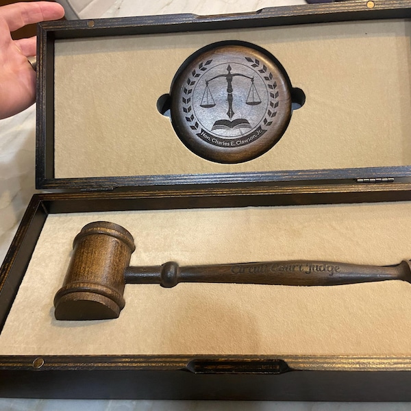Personalized Judge's Gavel and Sound Block, Custom Engraved Handwriting ...