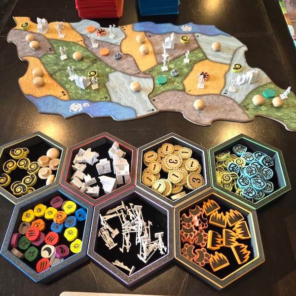 Magnetic Hexagon Board Game Trays – Modular Token Organizer With 12 ...