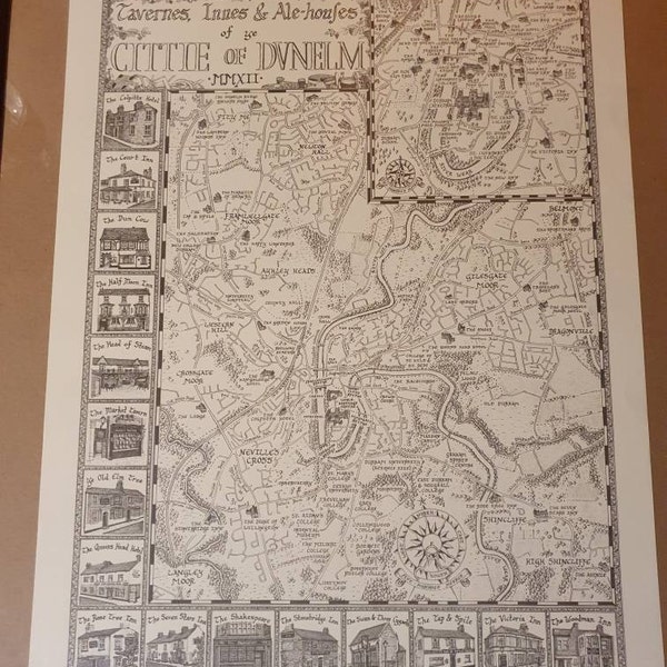 Hand-drawn Durham University Map • Fine Art Print by Manuscript Maps - Etsy