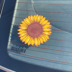 Hand Drawn Sunflower Car Window Decal Flower Car Window Decal Flowers ...