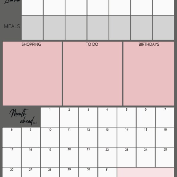 Personalised Wipeable Perspex Family Meal Organiser - Activity Planner ...