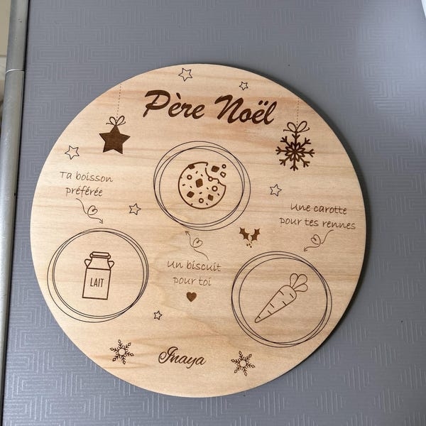 Planche à goûter du Père Noël personnalisé en bois, plateau Père Noël ...