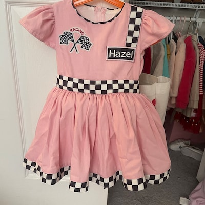 Personalized Pink/white Racer Girl Dress Baby Girl CAR Dresstoddler ...