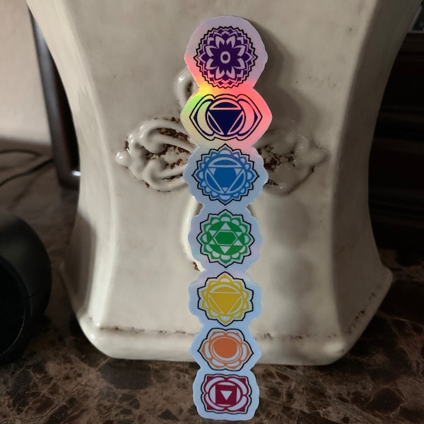 Chakra Holo Vinyl Waterproof Stickers Laptop Decal Hydro Flask Chakra Sticker Pack Seven Chakras
