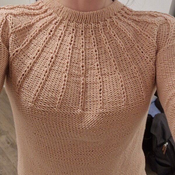 KNITTING PATTERN ** Sunbeam Pullover, Top Down Yoke, Worsted Weight Sweater, Top Down Sweater ...