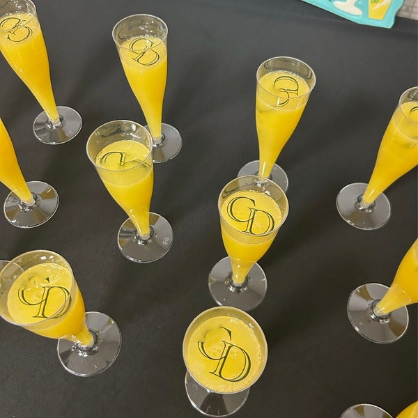 Custom Monogram Edible Clear DRINK Toppers, Wedding Cocktail Topper ...