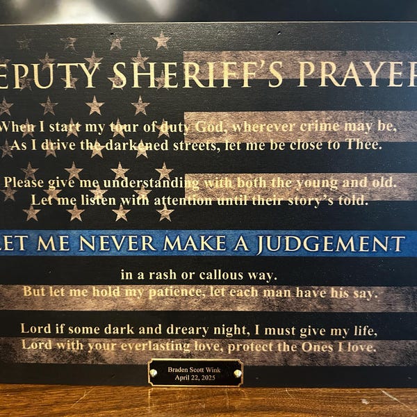 Deputy Sheriff's Prayer Wall Art - Etsy