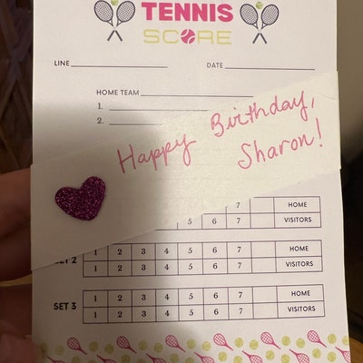 TENNIS SCORECARD PAD, Tennis Match Score Card Sheets, Cute Tennis ...