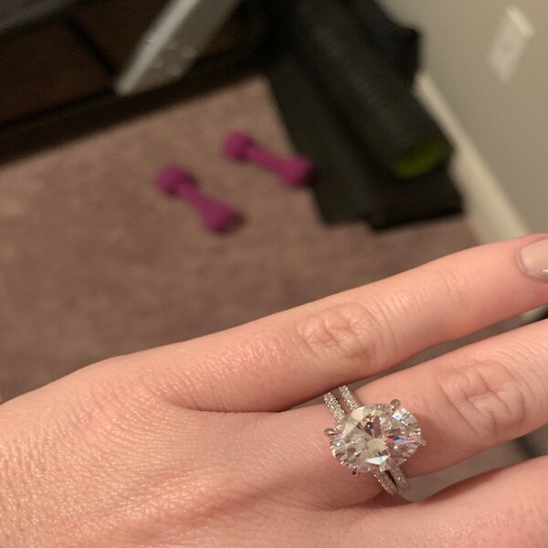 Oval Cut Engagement Ring, Promise Ring, Sterling Silver Half Eternity ...