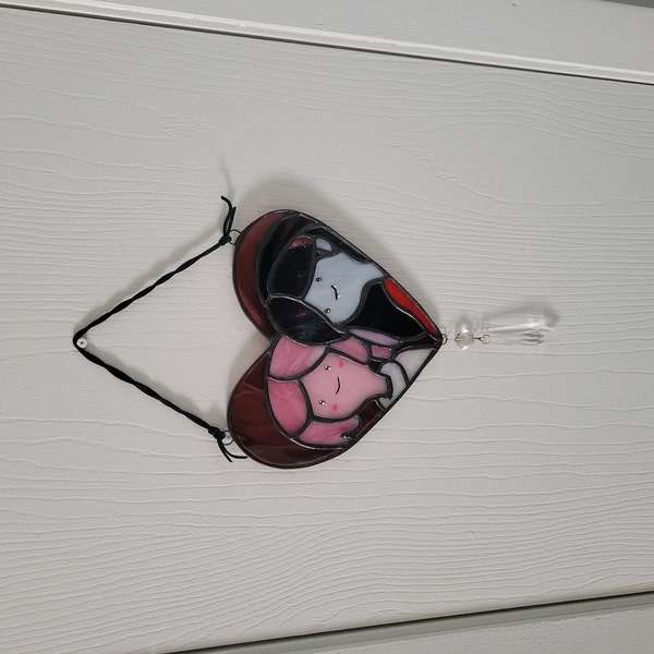 Stained Glass Heart Suncatcher Handmade Valentines Day Love Gift Deep ...