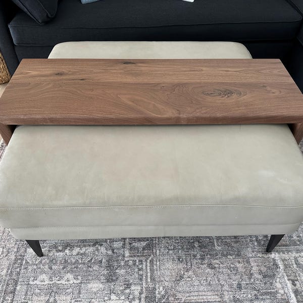 Ottoman Coffee Table on Wheels, Walnut Custom Ottoman Tray, Solid Wood ...
