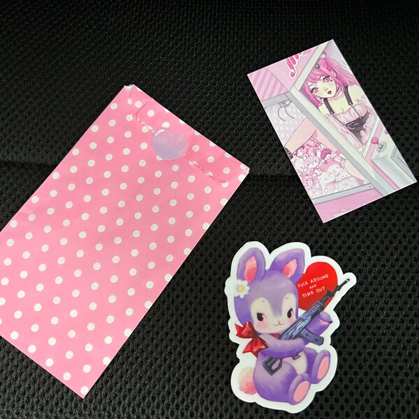 Gun Bunny Sticker | Creepy Cute Badass Rabbit FAFO Art on Waterproof ...