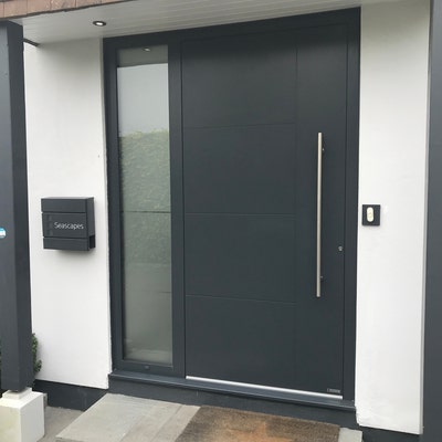 Contemporary Postbox, Personalised Post Box, Lockable Post Box, Grey ...