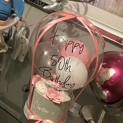 Hot Air Balloon Velvet Flower Box, Hat Box Flowers, Birthday Balloon ...