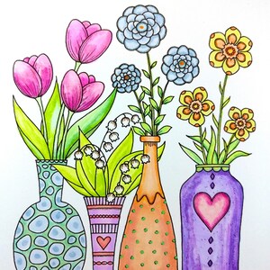 Printable Digital Coloring Page for Grownups, HELLO SPRING, Hand Drawn ...