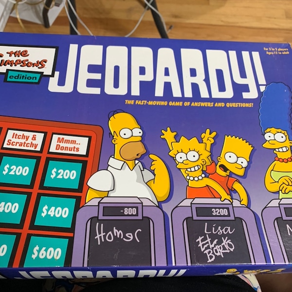 The Simpsons Jeopardy Board Game Homer Bart 100% Complete in Box ...