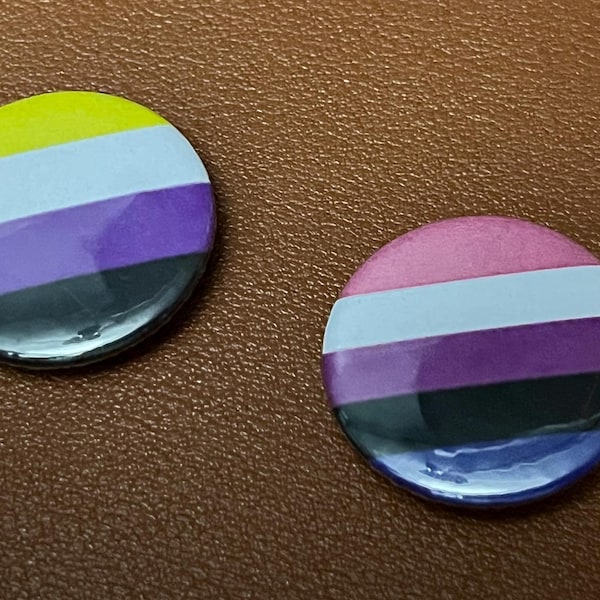 Non-binary Badges 25mm, Genderqueer Gender Fluid, Demiboy, Demigirl, Deminonbinary, They Them ...