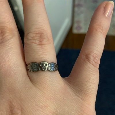 Mini Taphophile Ring in Sterling Silver or Gold Memento Mori Skull - Etsy