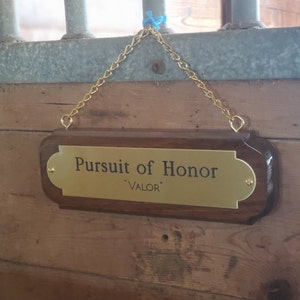 Fancy Horse Stall Name Plate Solid Brass and Wood Personalized, Stall ...