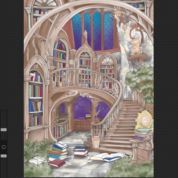 50 Enchanted Library Coloring Pages - Adult and Kids Coloring Book ...