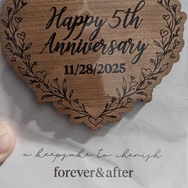 5th Anniversary Gift Ornament / Wooden Laser Engraved Ornament / 5 Year ...