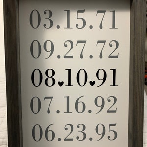 Important Date Sign With Names Family Name With Dates | Etsy