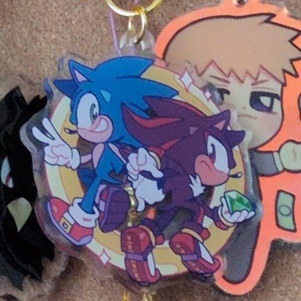 Sonic/shadow & Sonic/amy Keychains - Etsy