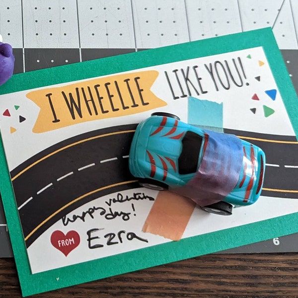 Kids Valentine, Kid Valentine Cards, I Wheelie Like You Valentine, Car ...