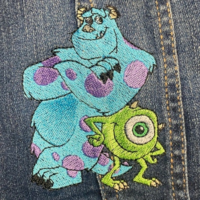 SULLY & MIKE Single Machine Embroidery Design for 4x4 Hoop in 8 Formats ...