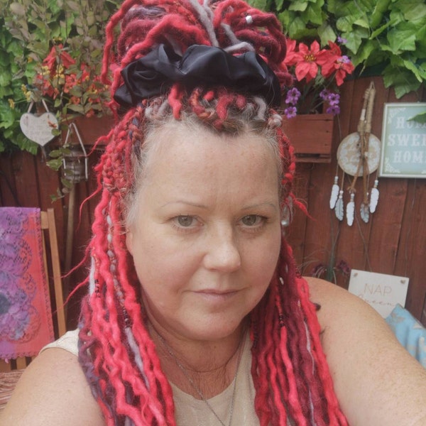 Custom Dreadlocks Cherry Red & Charcoal Double Ended Wool Dreadlocks ...