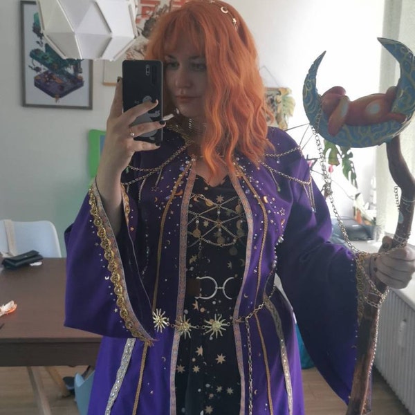 Wizard Hooded Mantle, Mage Sleeved Cloak, Sorcerer Robe, Witch Cosplay ...