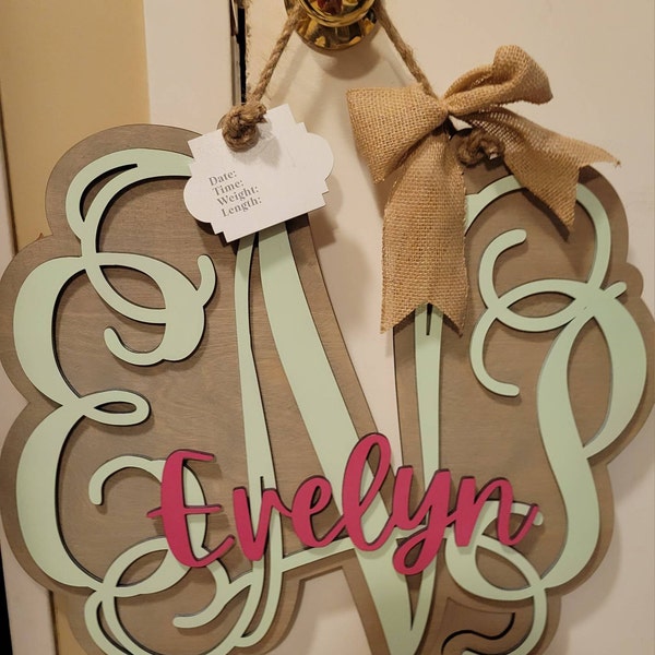 Baby Girl Hospital Birth Stat Sign | Hospital Door Hanger | Newborn ...