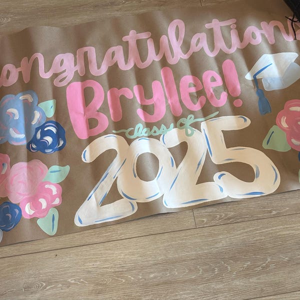 Garden Party, Graduation Party, Graduation Banner, Kraft Paper Banner ...