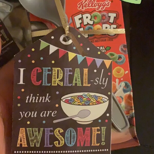 EDITABLE Cereal Valentine's Day Gift Tags, Staff Teacher Friend ...