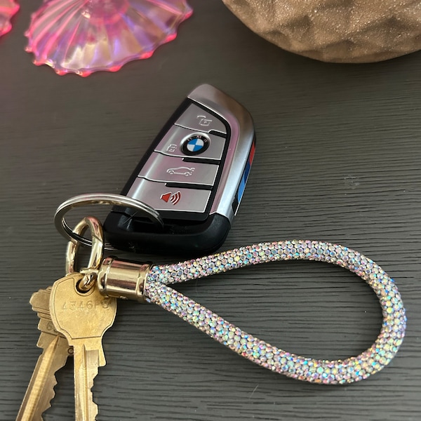 Silver Pink Rhinestone Keychain, Unique Gift for Mom Woman Her Friend ...
