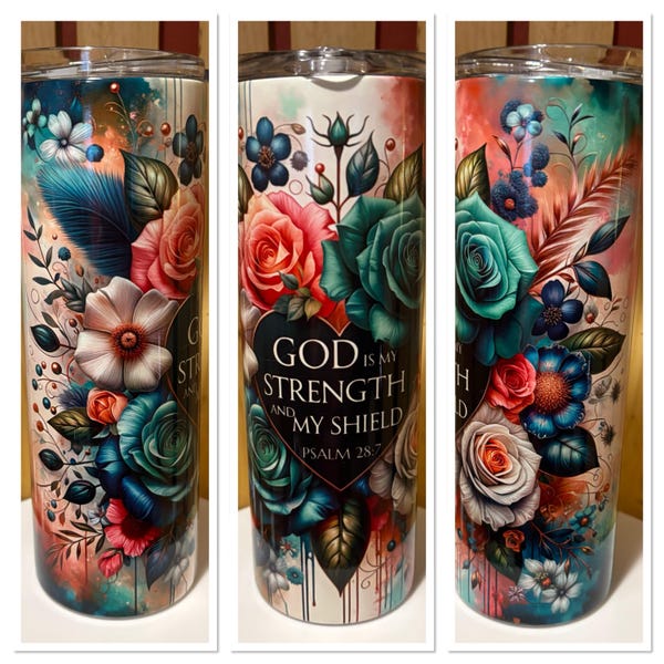 God is My Strength Prayer Tumbler Wrap PNG, Christian Faith 20 Oz ...