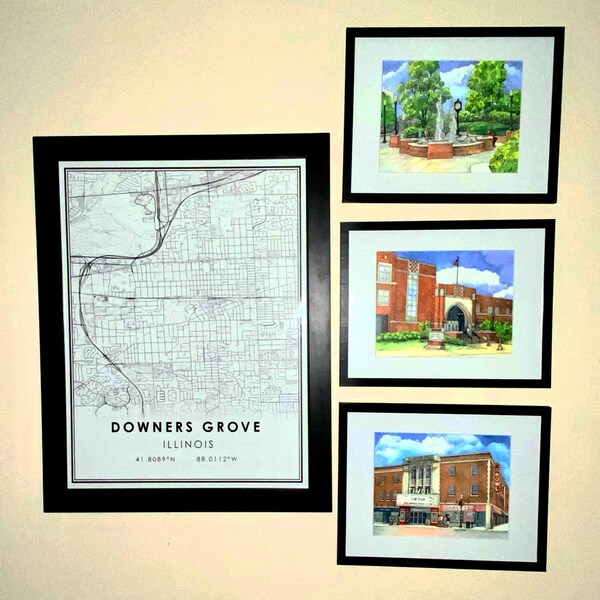 Downers Grove Map Print Poster Canvas | Illinois Map Print Poster ...
