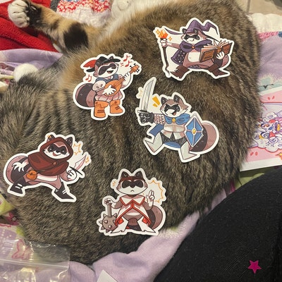 DND Raccoon Party Waterproof Sticker Set - Etsy