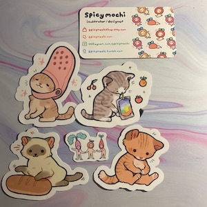 Feline Friends Sticker Set of 4 / Cat Meme Stickers / Kitten - Etsy
