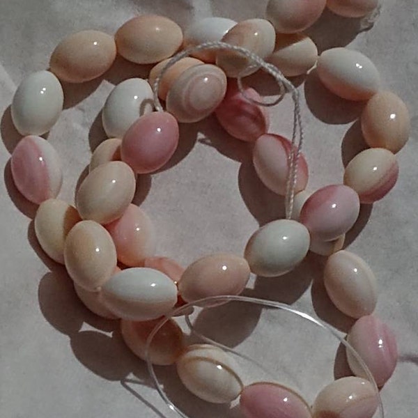 02004 11mm Natural US Pink Queen Conch Shell Charm Oval Rice Loose ...